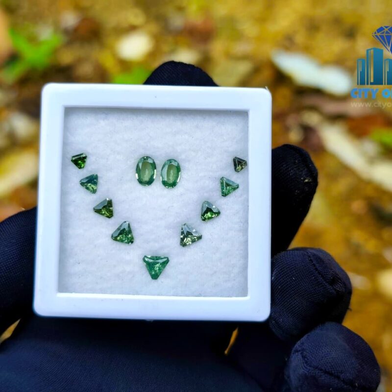 Ceylon Natural Green Zircon Collection for Jewellery Set