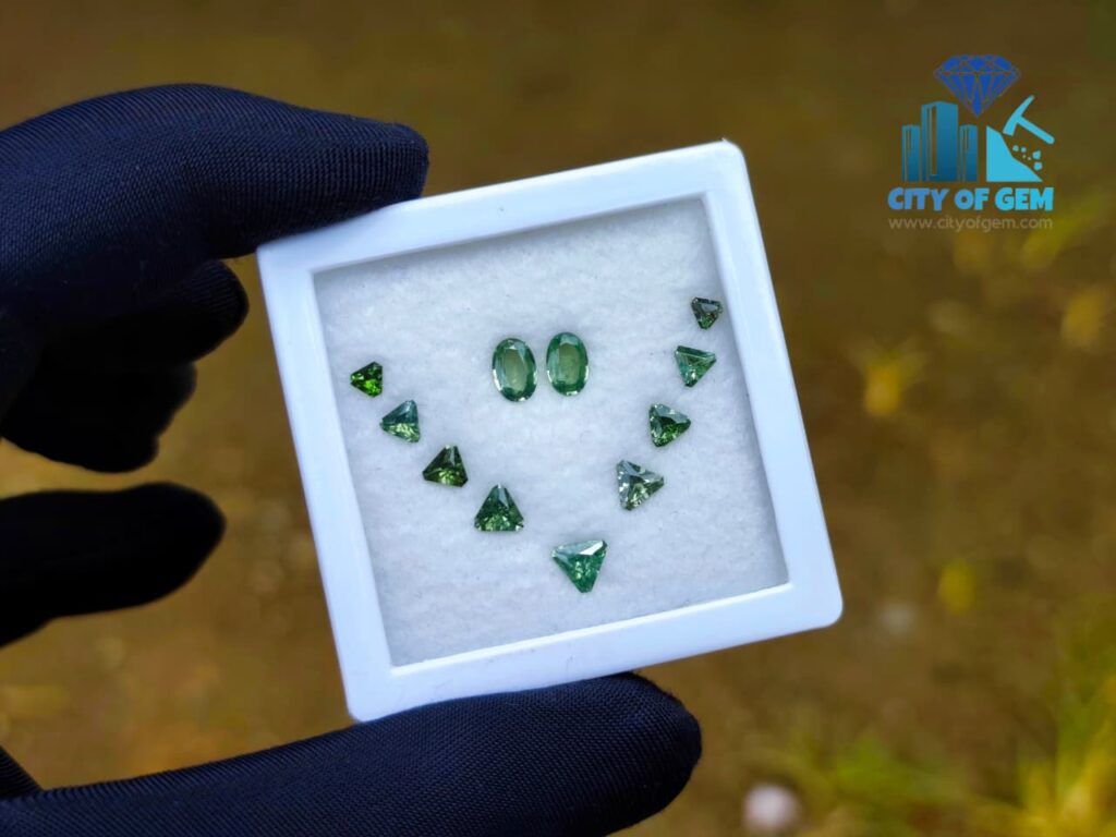 Ceylon Natural Green Zircon Collection for Jewellery Set