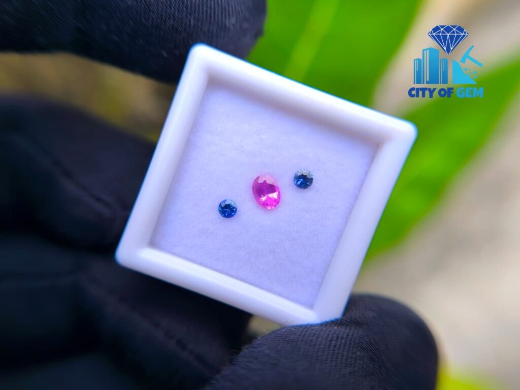 Ceylon Natural Pink Sapphire & Blue Sapphire Pair for Jewelry Designs